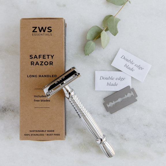 Zero Waste Safety Razor - Sustainable Razor - Single Blade, 10 Free Bl ...