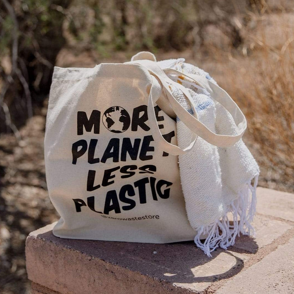 Zero Waste Store - "More Planet Less Plastic" Organic Tote Bag ...